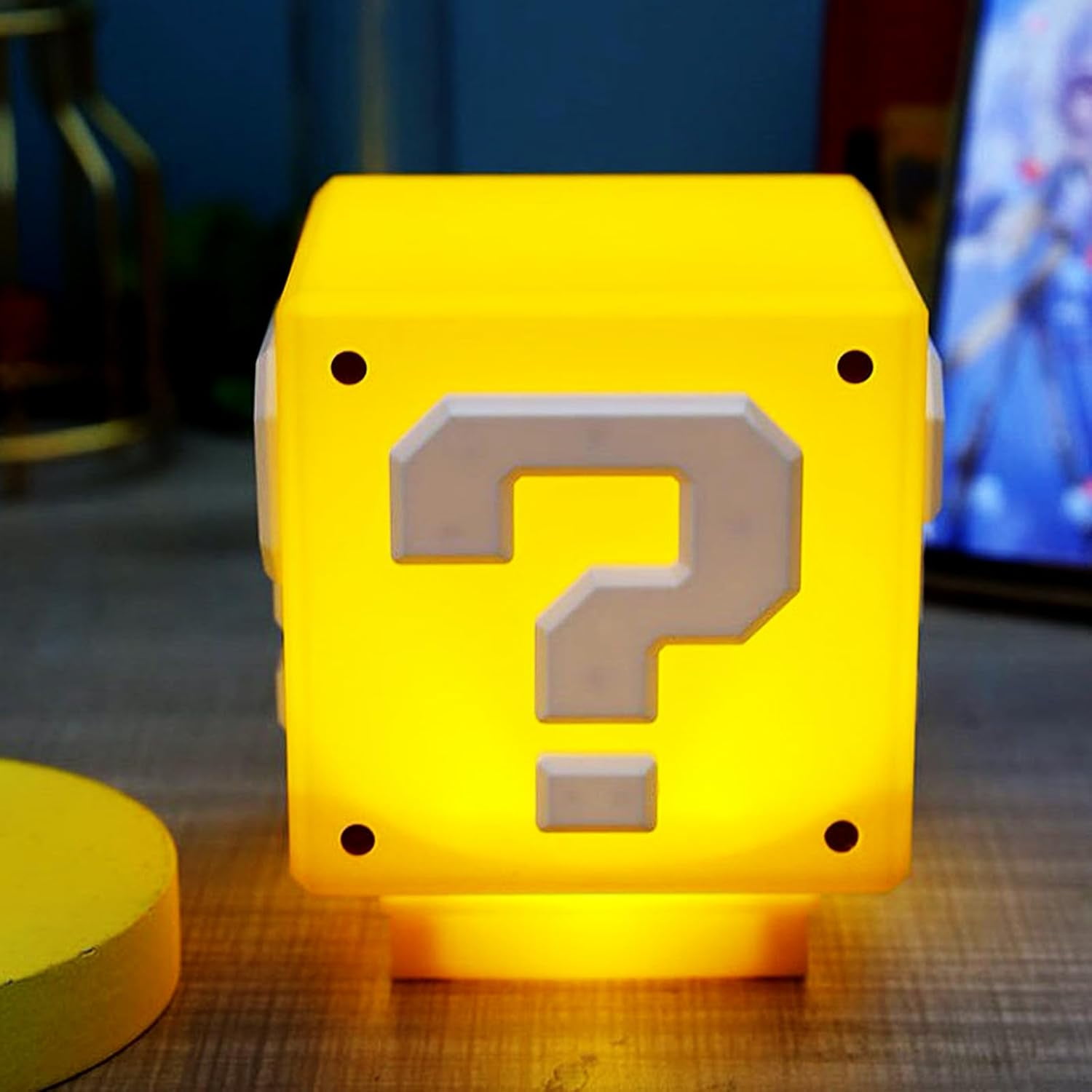 Super Bros Mini Question Block Night Light - USB Powered Bedside Lamp ...