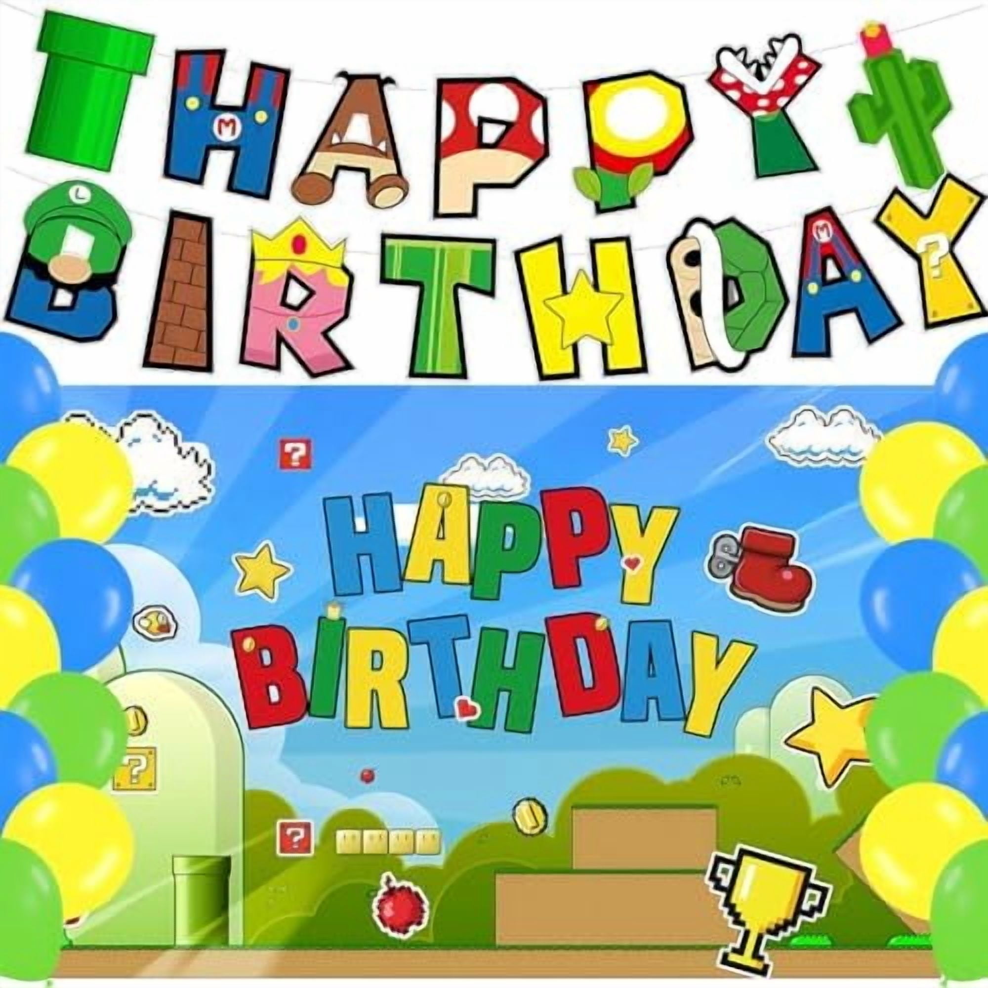 Super Bros Party Supplies, Birthday Party Decorations Set Include ...