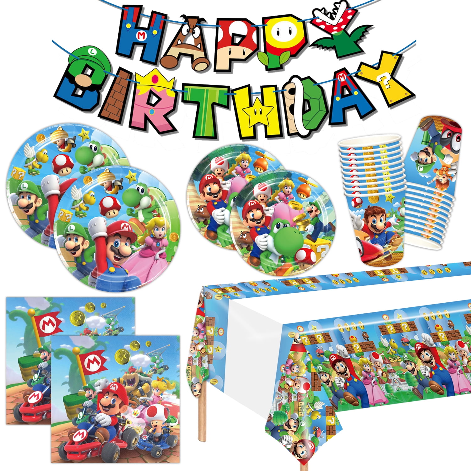Super Bros Party Supplies Mario Birthday Party Decorations Includes ...