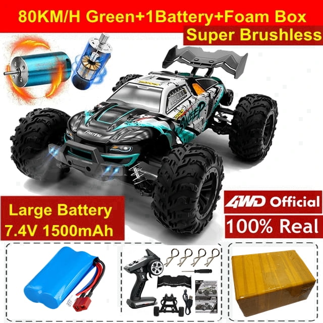Super Brushless 80KM or 50KM/H 4WD RC Car With LED Remote Control Cars High Speed Drift Monster ...