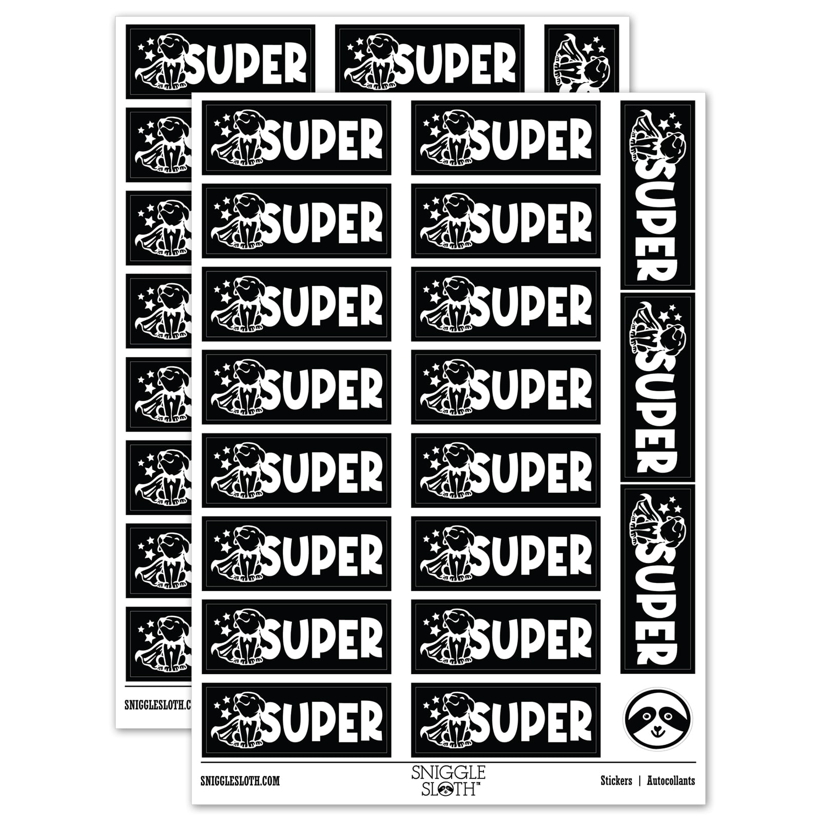 Super Caped Dog Teacher Student School Sticker Set - Black - Matte ...