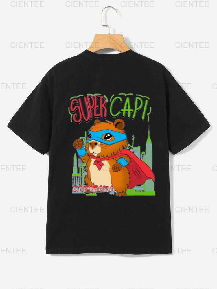 Super Capi Capybara Hero T-Shirt - Funny Animal Graphic Tee - Cartoon ...