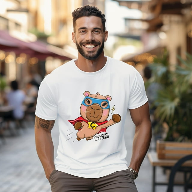 Super Capybara Hero T-Shirt - Rodent Superhero Flying High! - Walmart.com