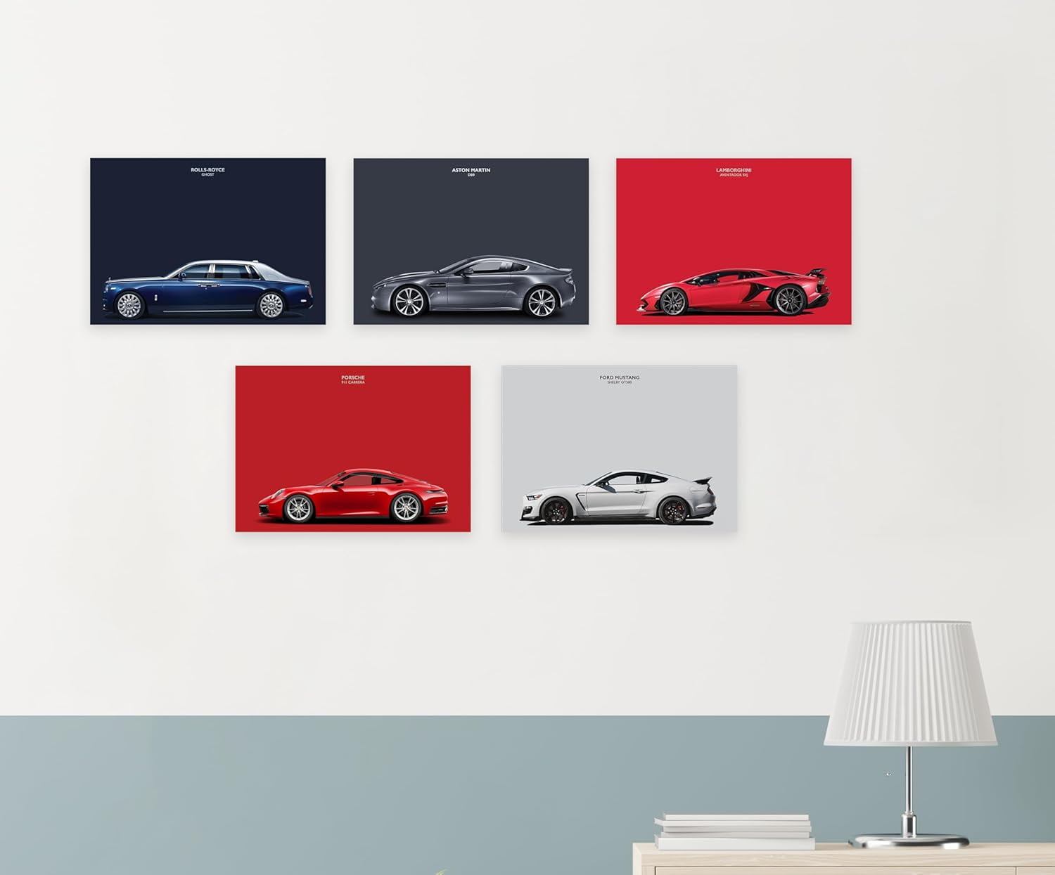 Super Car Horizontal Canvas Wall Paper Poster Pack - Set of 5, A4 Size ...