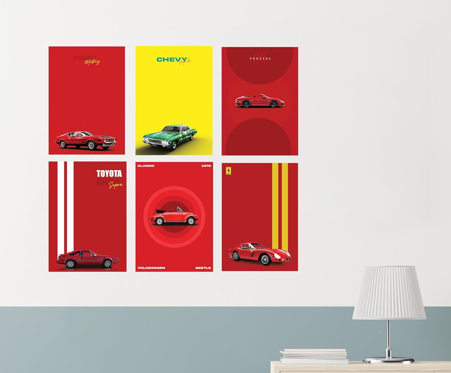 Super Cars Vertical Canvas Canvas Wall Paper Poster Pack - Set of 6, A4 ...