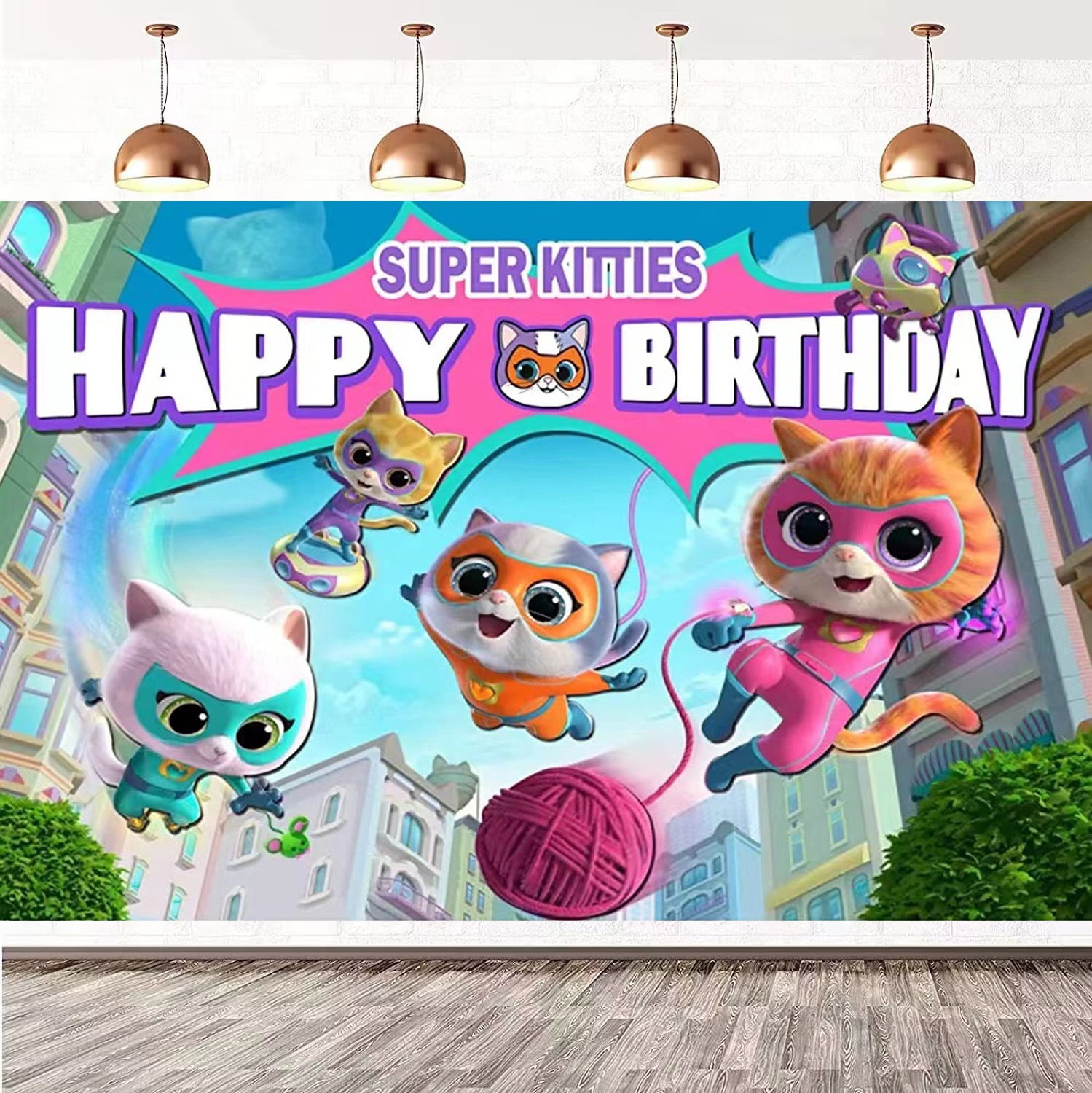 Super Cat Birthday Party Supplies Decorations 5x3Ft Backdrop kitties ...