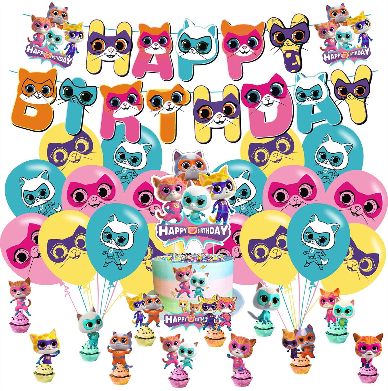 Super Cats Birthday Decorations, Super Cats Party Supplies Include ...