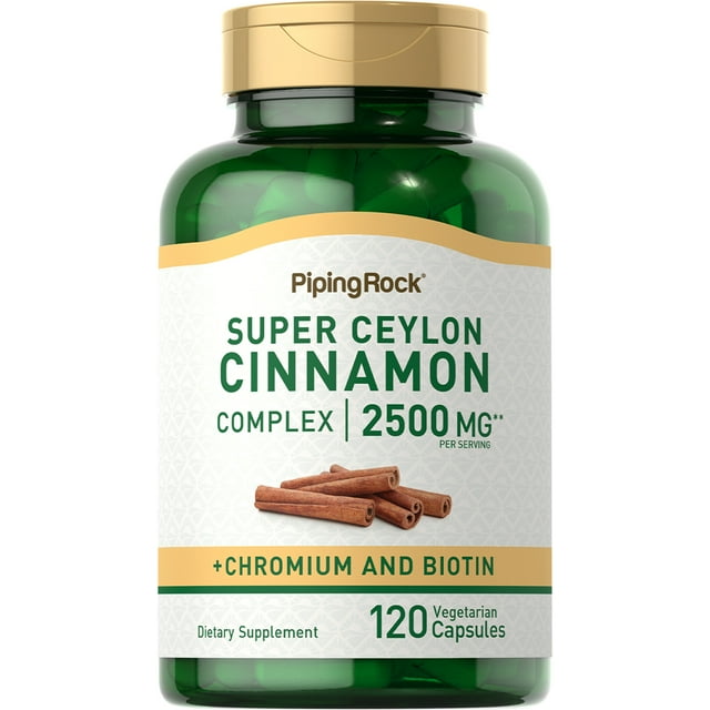 Piping Rock Super Cinnamon Biotin Chromium Complex Herbal Supplement ...
