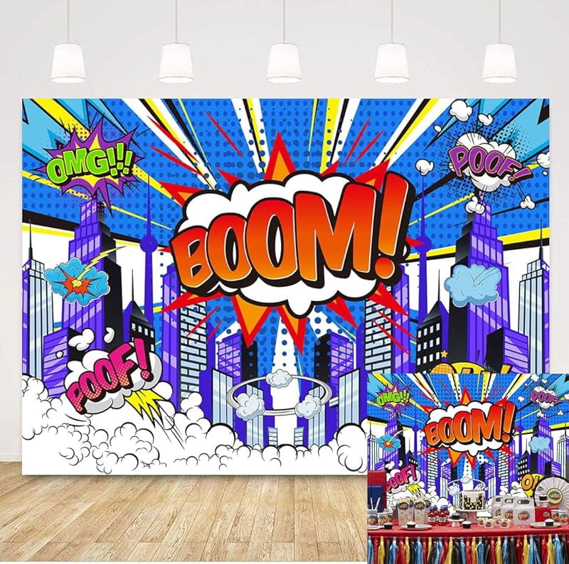 Super City Backdrop Superhero Photography Backdrop Skyline Buildings ...