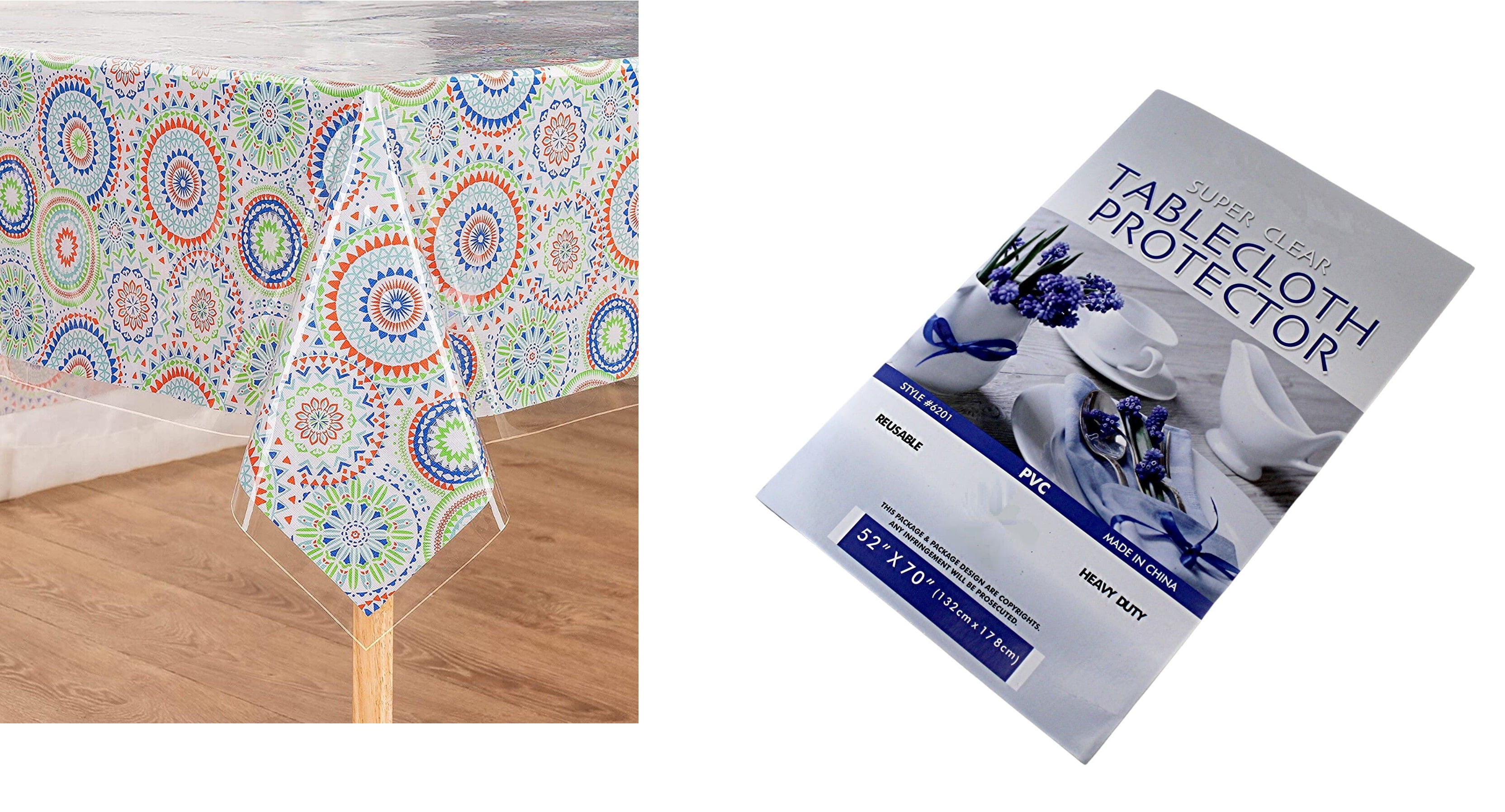 Super Clear Plastic Tablecloth Protector 100% Waterproof Oil-Proof ...