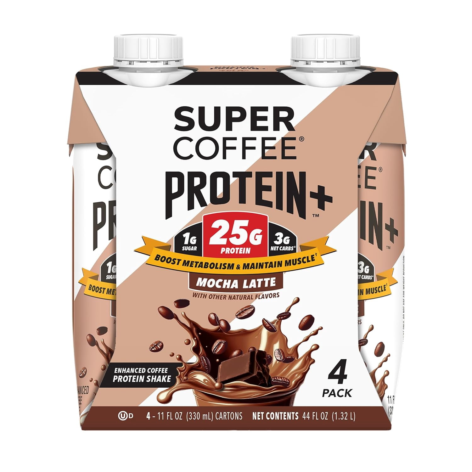 Super Coffee Protein+ Mocha Iced Coffee Drink, 11 fl oz, 4 Pack, 25g ...