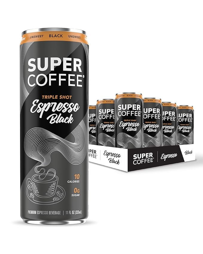 Super Coffee Triple Shot Espresso with Cream, Iced Espresso Can, 11 fl ...