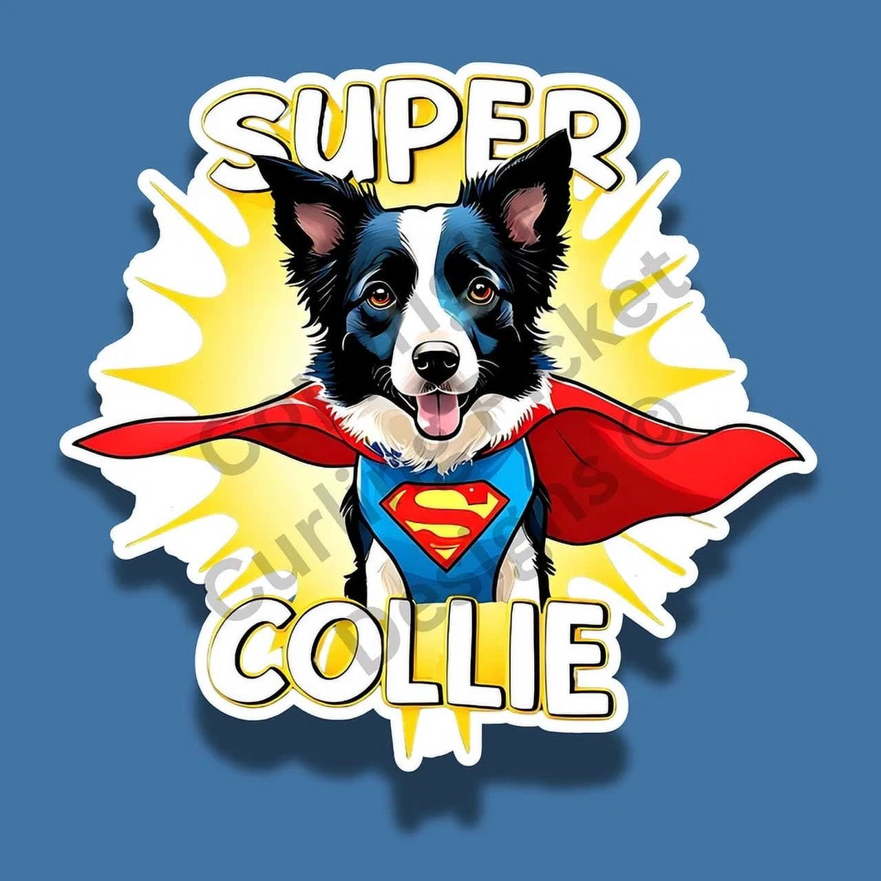 Super Collie Border Collie Dog Breed Brave Superhero Sticker Phone ...