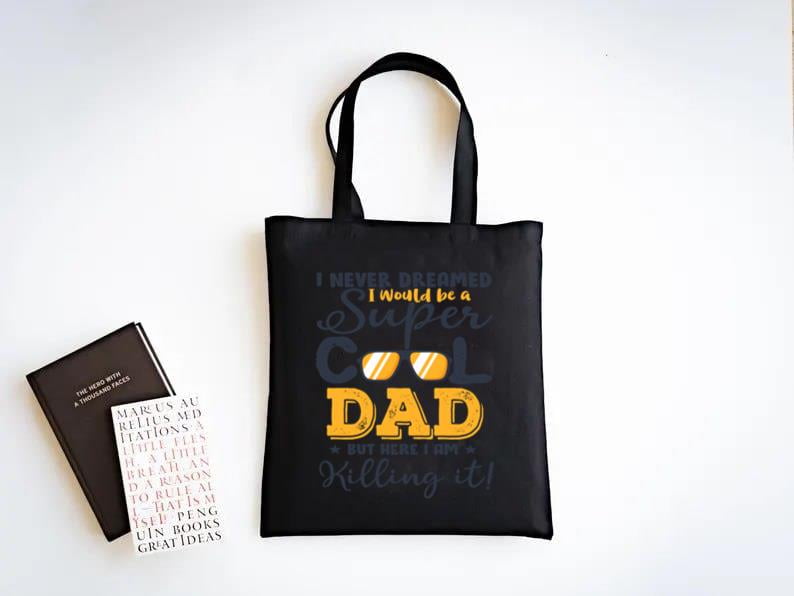 Super Cool Dad Funny Fathers Day Hero Awesome Celebration Tote Bag, a ...