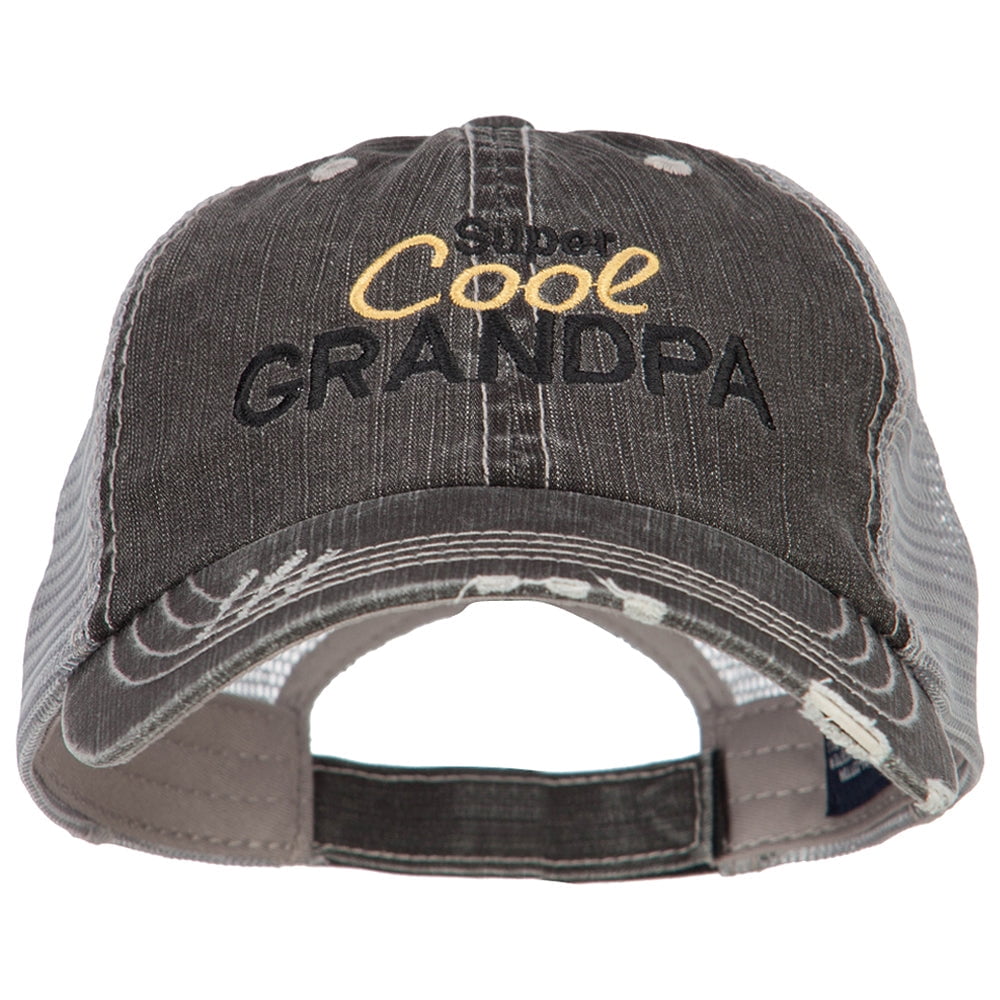 Super Cool Grandpa Embroidered Low Profile Cotton Mesh Cap - Black OSFM ...