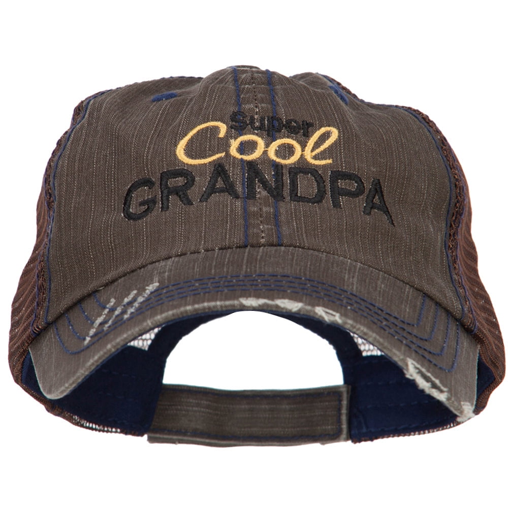 Super Cool Grandpa Embroidered Low Profile Cotton Mesh Cap - Brown OSFM ...