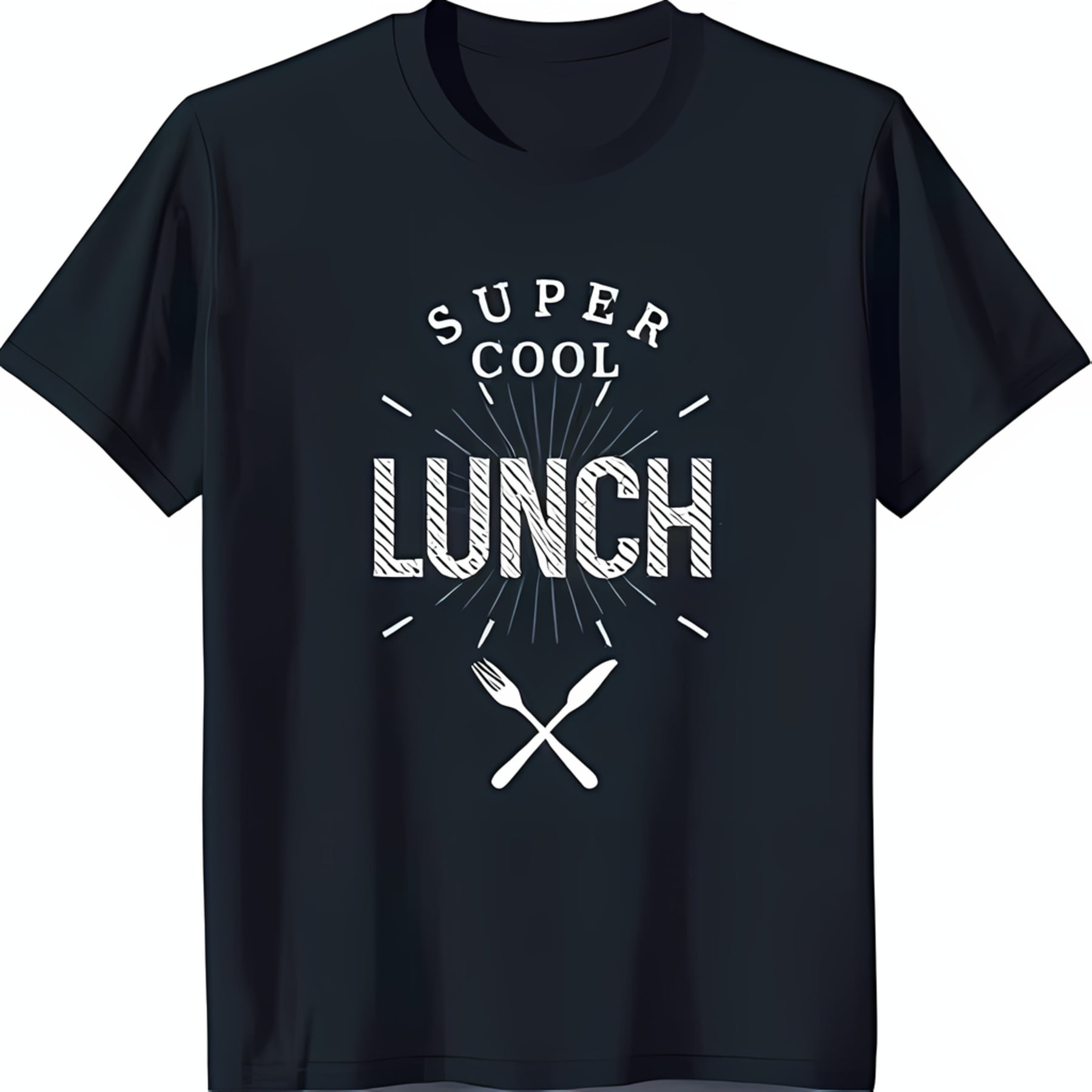 Super Cool Lunch Black T-Shirt with Graphic & Fork Design - Walmart.com