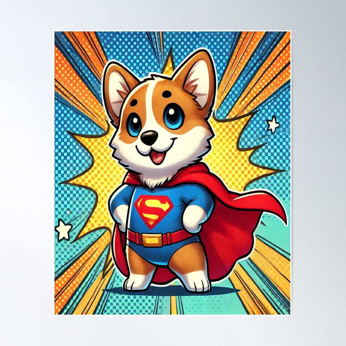 Super Corgi Â€“ The Cutest Hero In Town! Poster Wall Art, Modern Wall ...