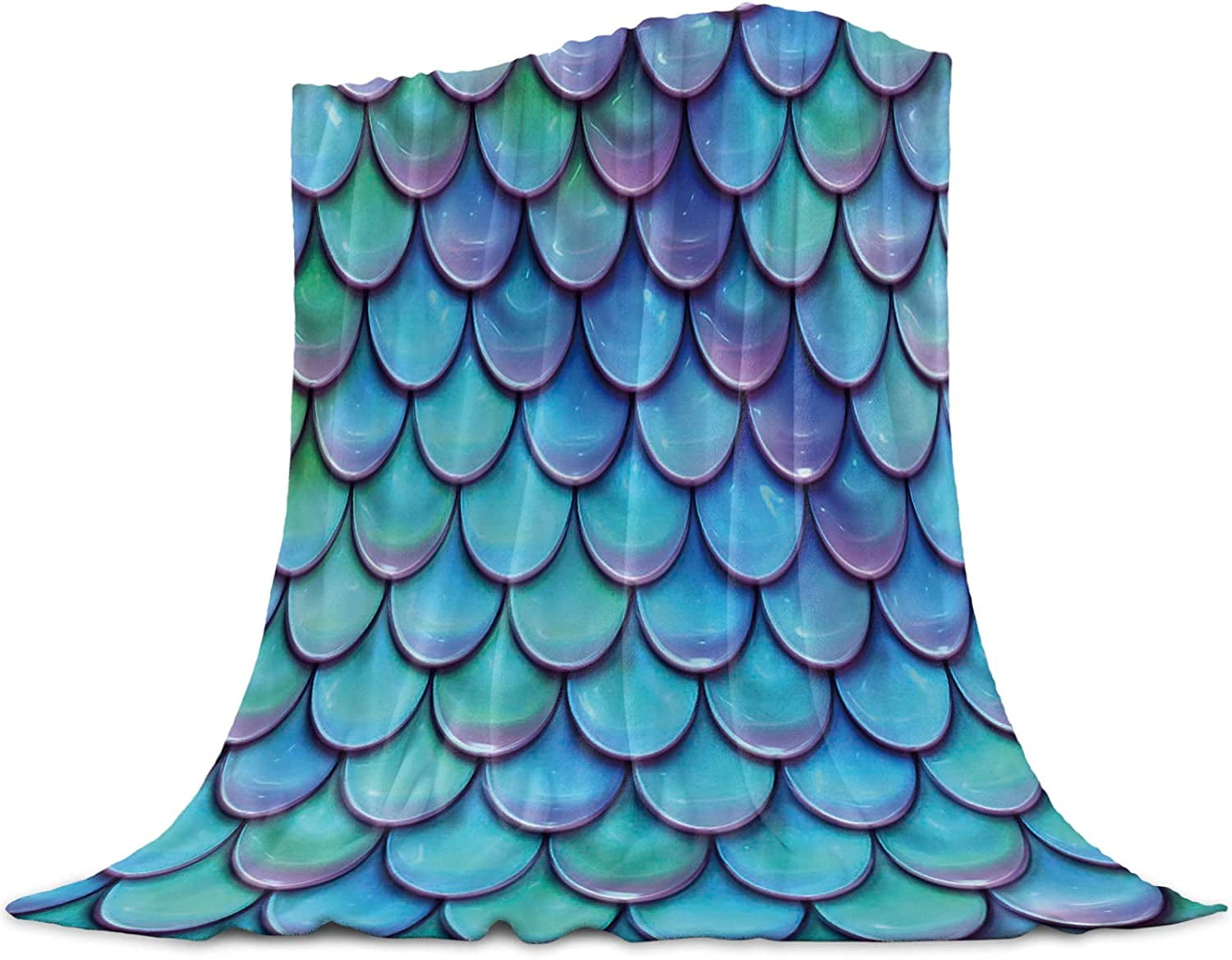 Super Cozy Plush Bed Blankets 50"x60" Kids Blankets Mermaid Fish Scale ...