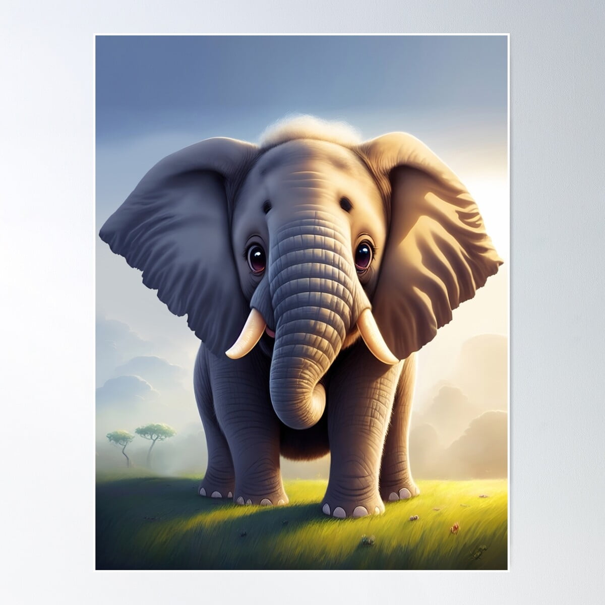 Super Cute Adorable, Baby Elephant Poster Wall Art, Modern Wall Decor ...