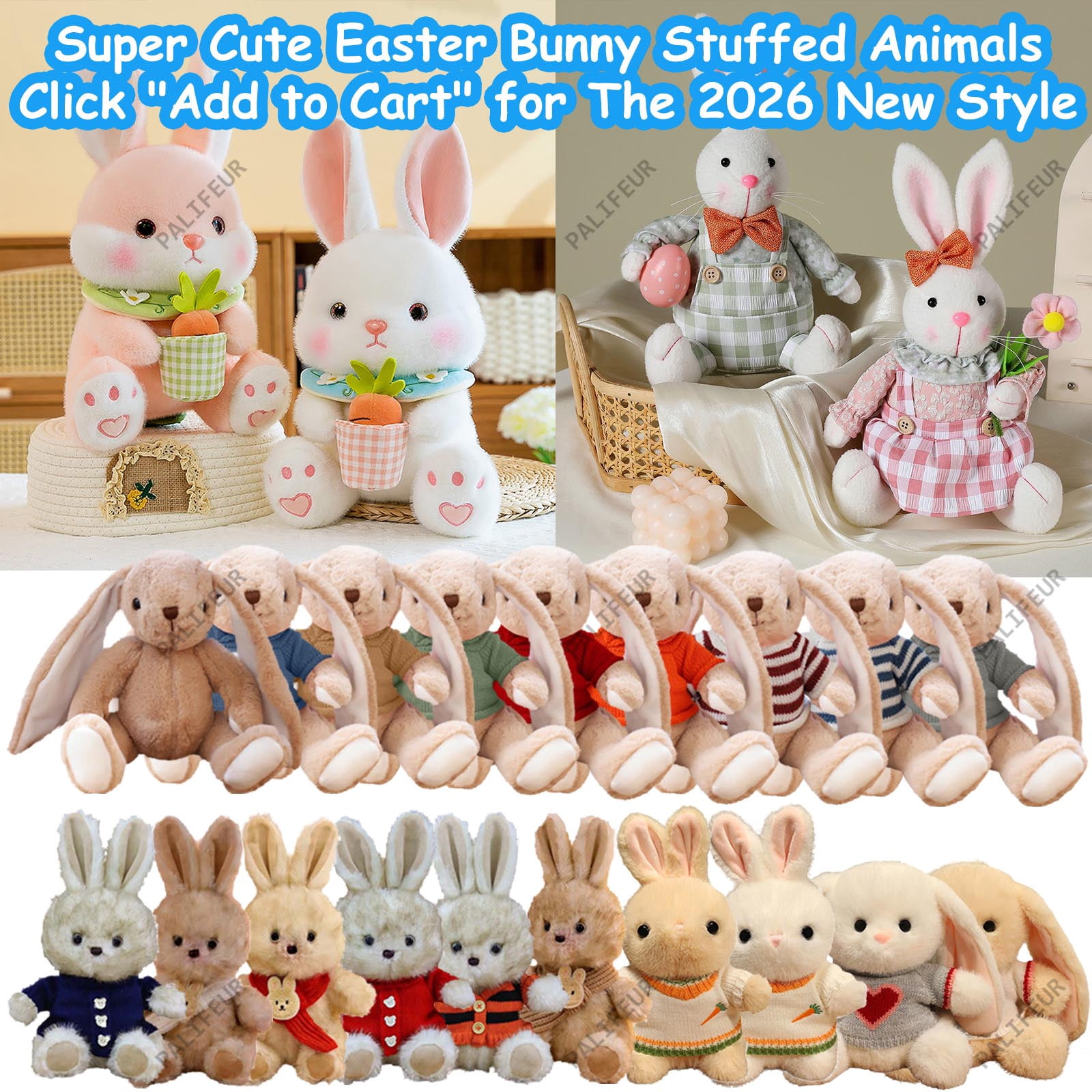 Super Cute Easter Bunny Stuffed Animal, 12" Extra Soft Bunny Plush Toys ...