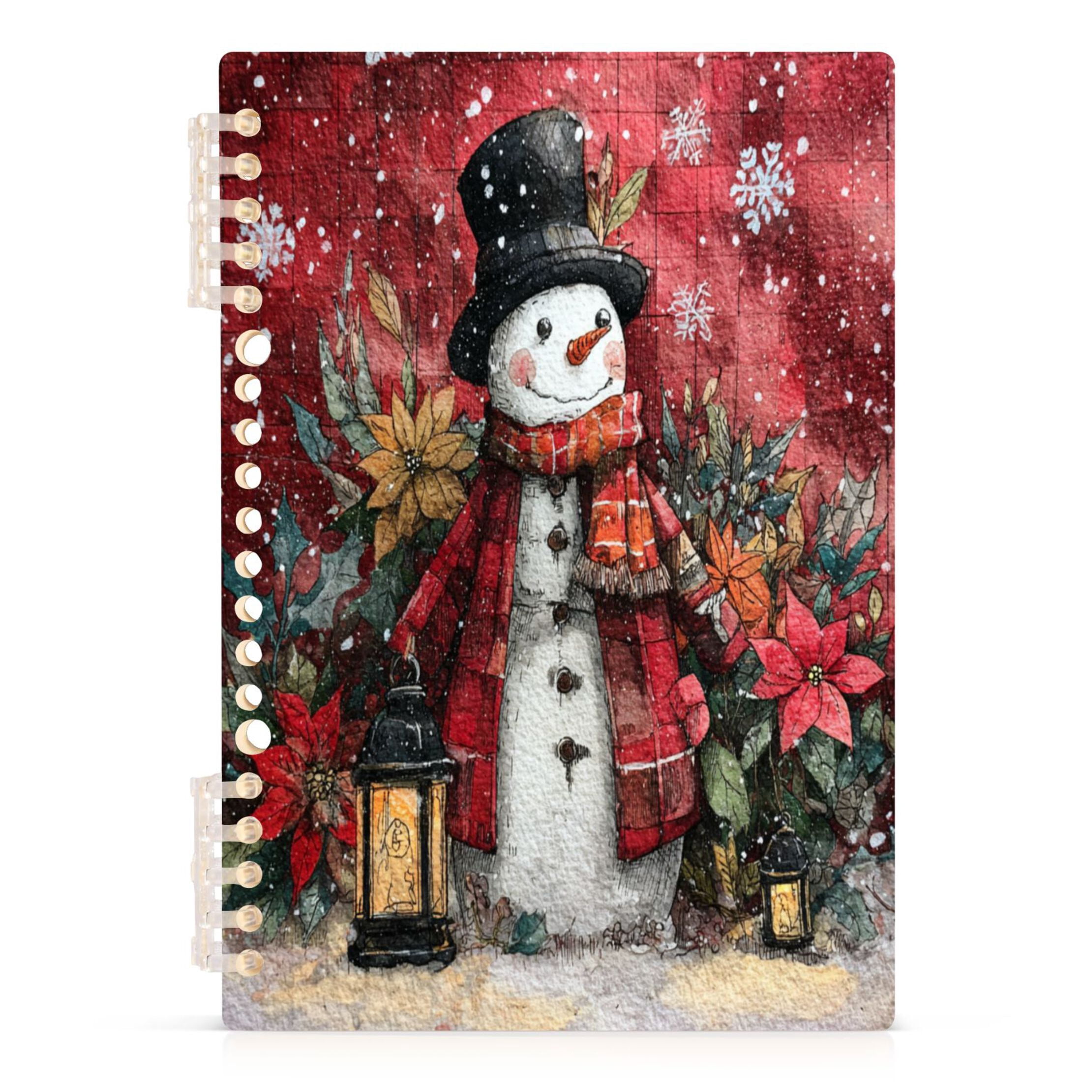 Super Cute Snowman Notebook College Horizontal Grid Paper Ink Spill ...