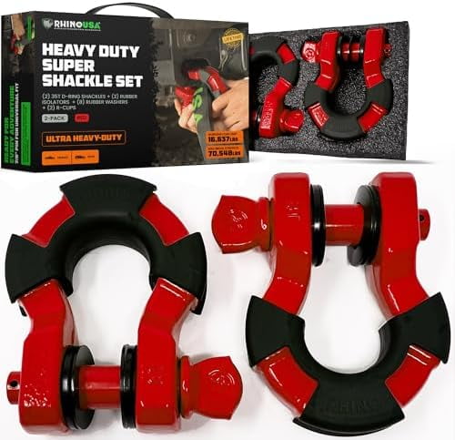 Super D Ring Shackles (2-Pack) - 70,548lb Break Strength – Heavy Duty 3 ...