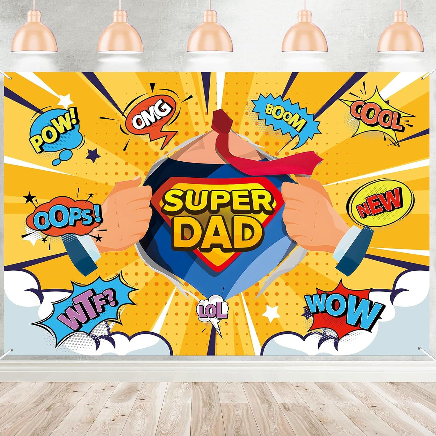 Super Dad Banner Super Movie Heroes Backdrop Decorations for Happy ...