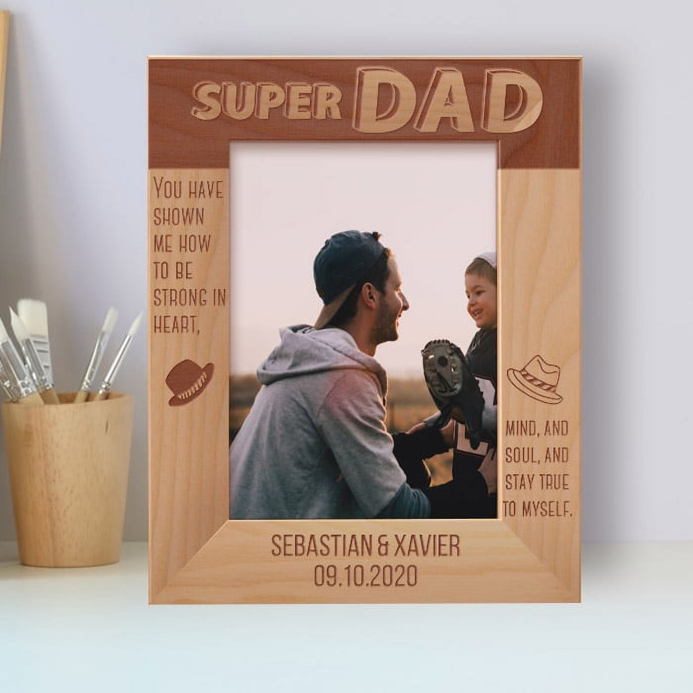 Super Dad Personalized Wooden Frame 5" x 7" Brown (Vertical) - Walmart.com