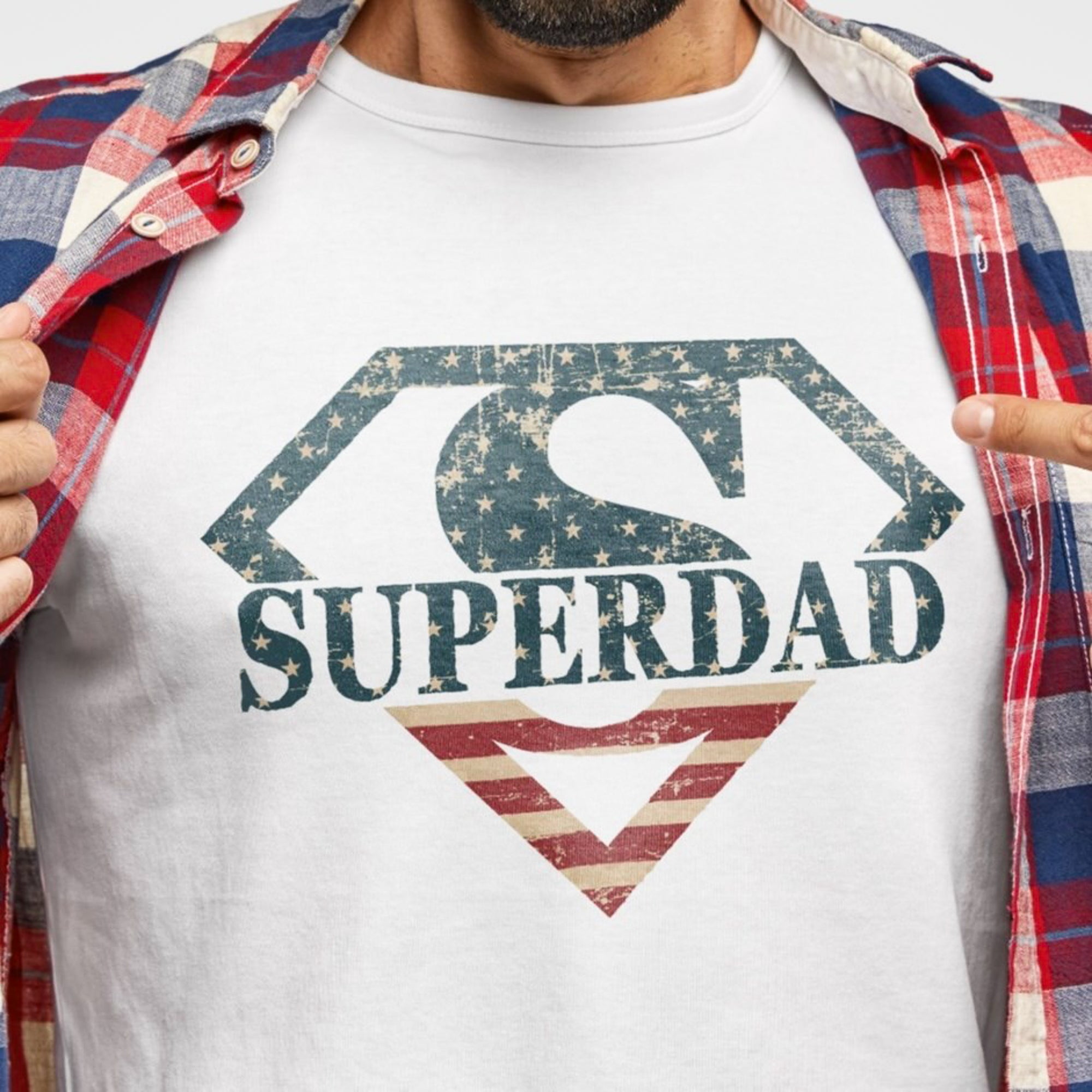 Super Dad Tee, Retail Fit, Pre-Shrunk Cotton/Polyester, Tear Away Label Shirt – Light Blue Color ...