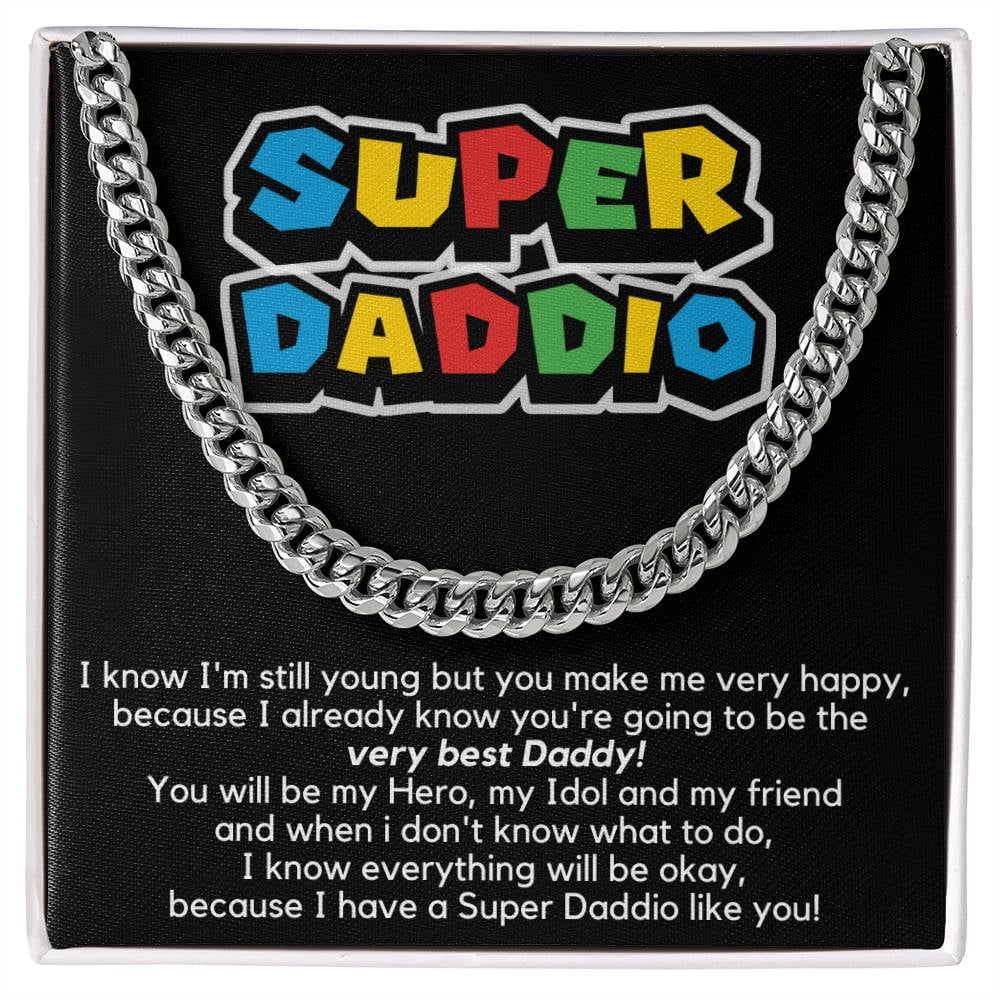 Super Daddio - Gift from a little one, Cuban Link Chain, Stainless ...