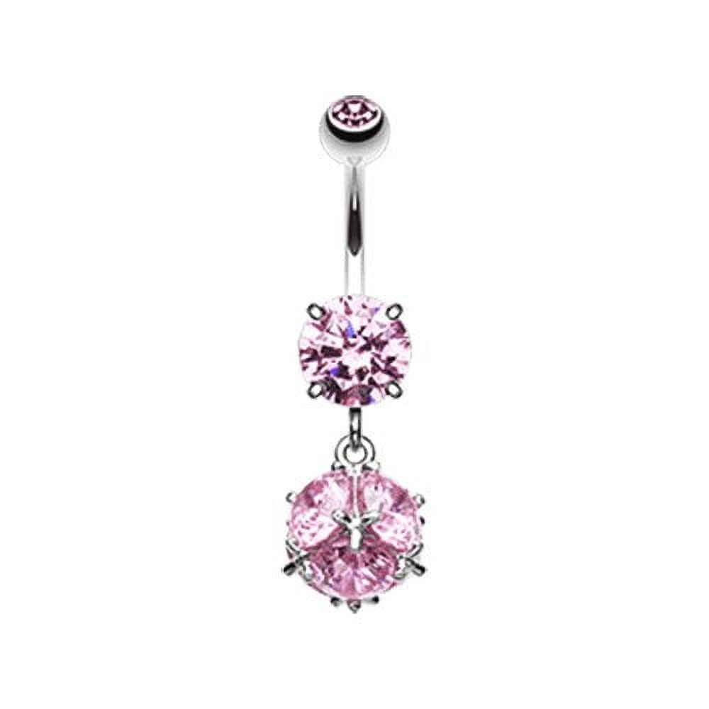 Super Dazzle Cube Cubic Zirconia Gem Belly Button Ring - Walmart.com