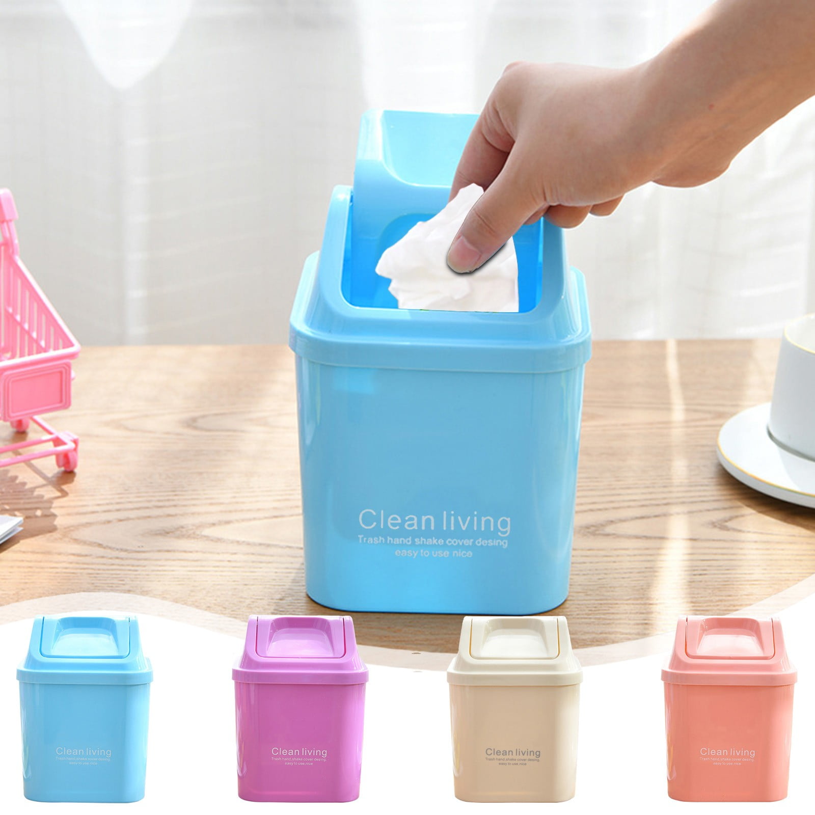 Super Discount, With Lid Mini Desktop Trash Can, Household Kitchen ...