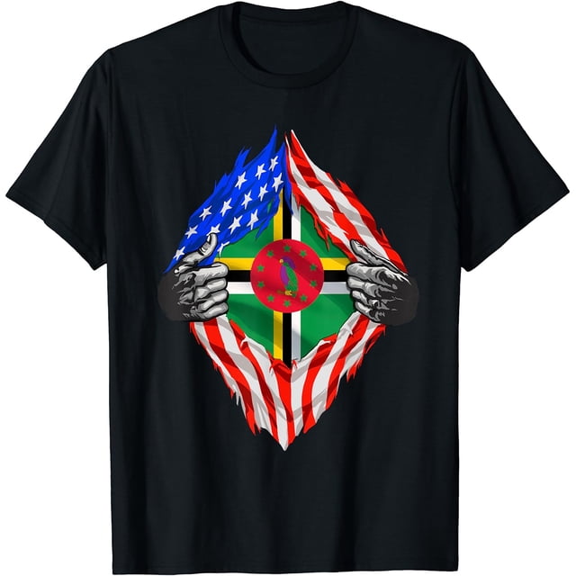 Super Dominician Heritage Dominica Roots USA Flag T-Shirt Black Large ...