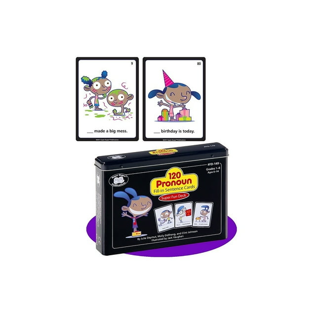 Super Duper Publications | 120 Pronoun Fill-in Sentence Fun Deck Flash ...