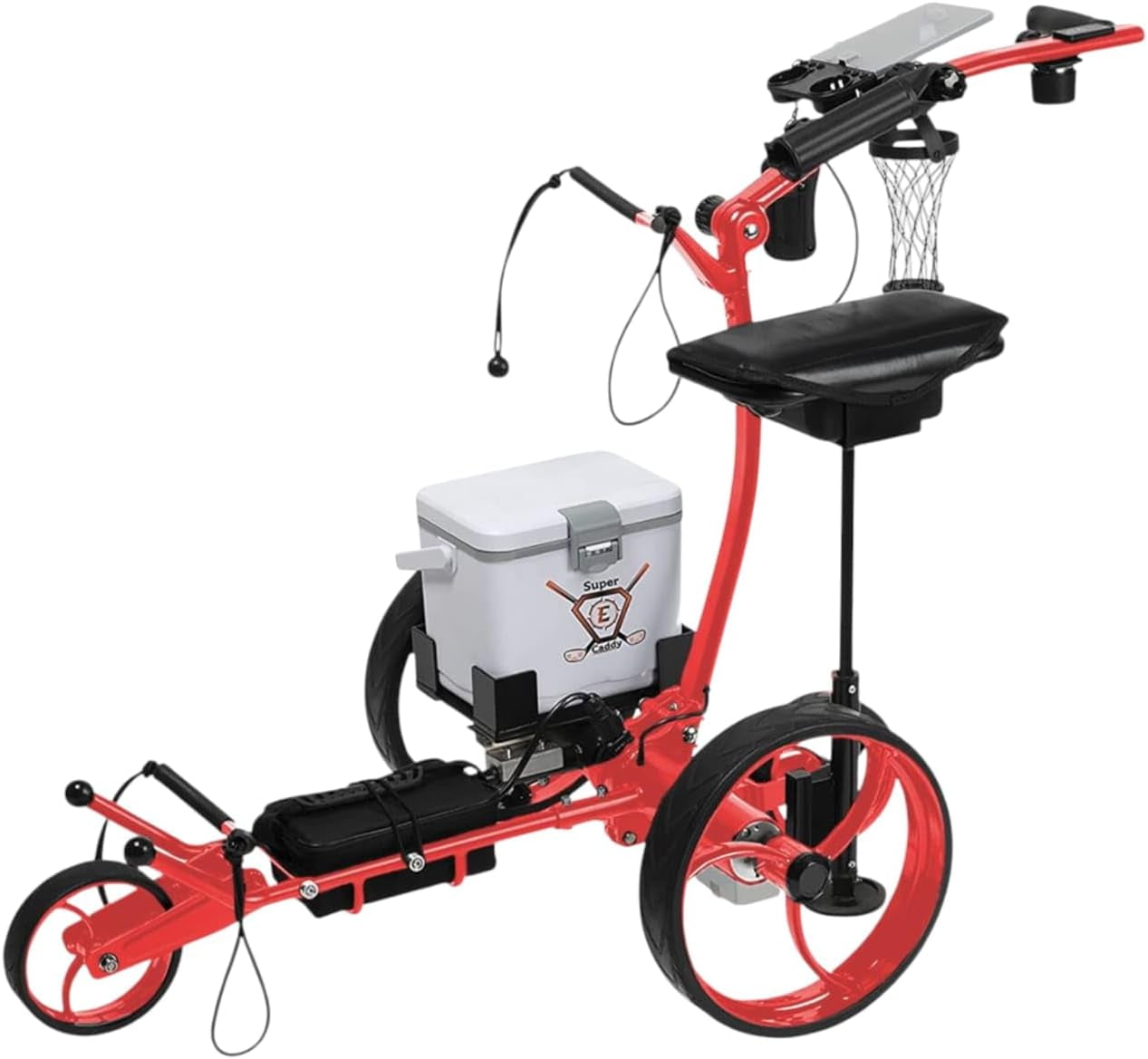 Super E Caddy Pro Electric Golf Cart – Red Foldable Motorized Caddy ...