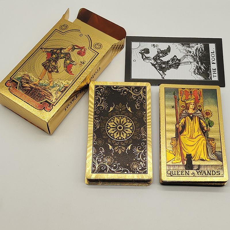 Super Excellent Skeleton Pattern Deluxe Gold Foil Tarot Waterproof PVC ...