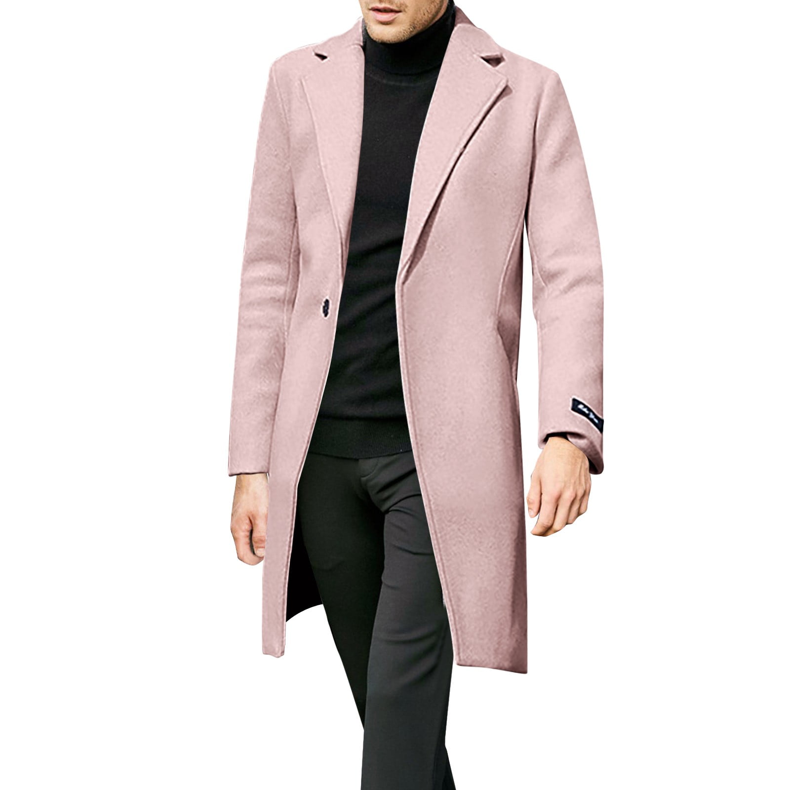 Super Fashion En Trench Men's British Style Solid Color Long Coat ...