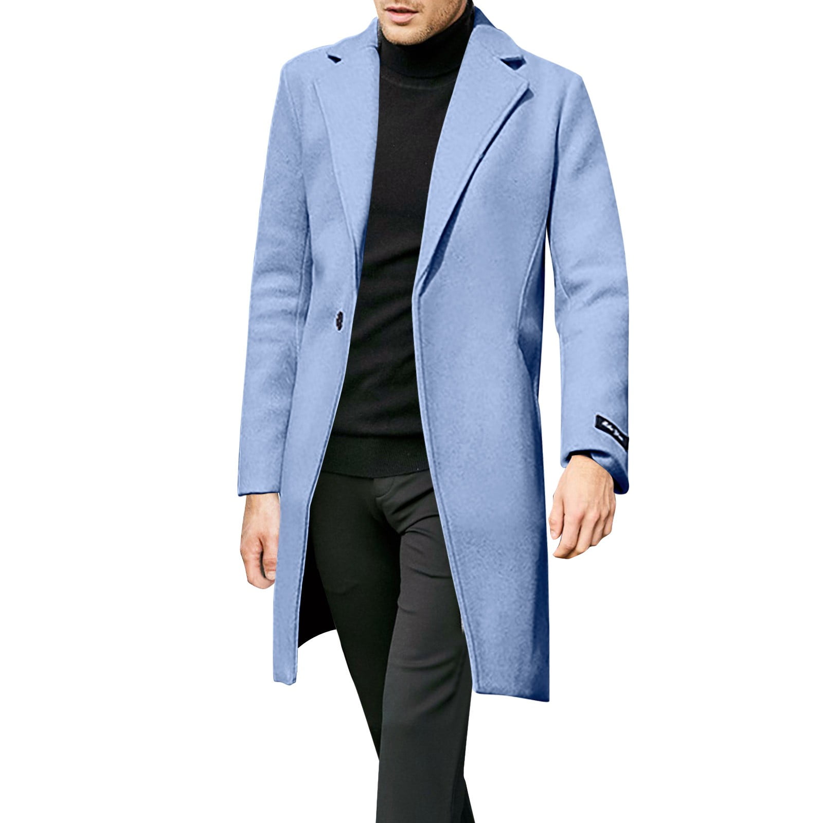 Super Fashion En Trench Men's British Style Solid Color Long Coat ...