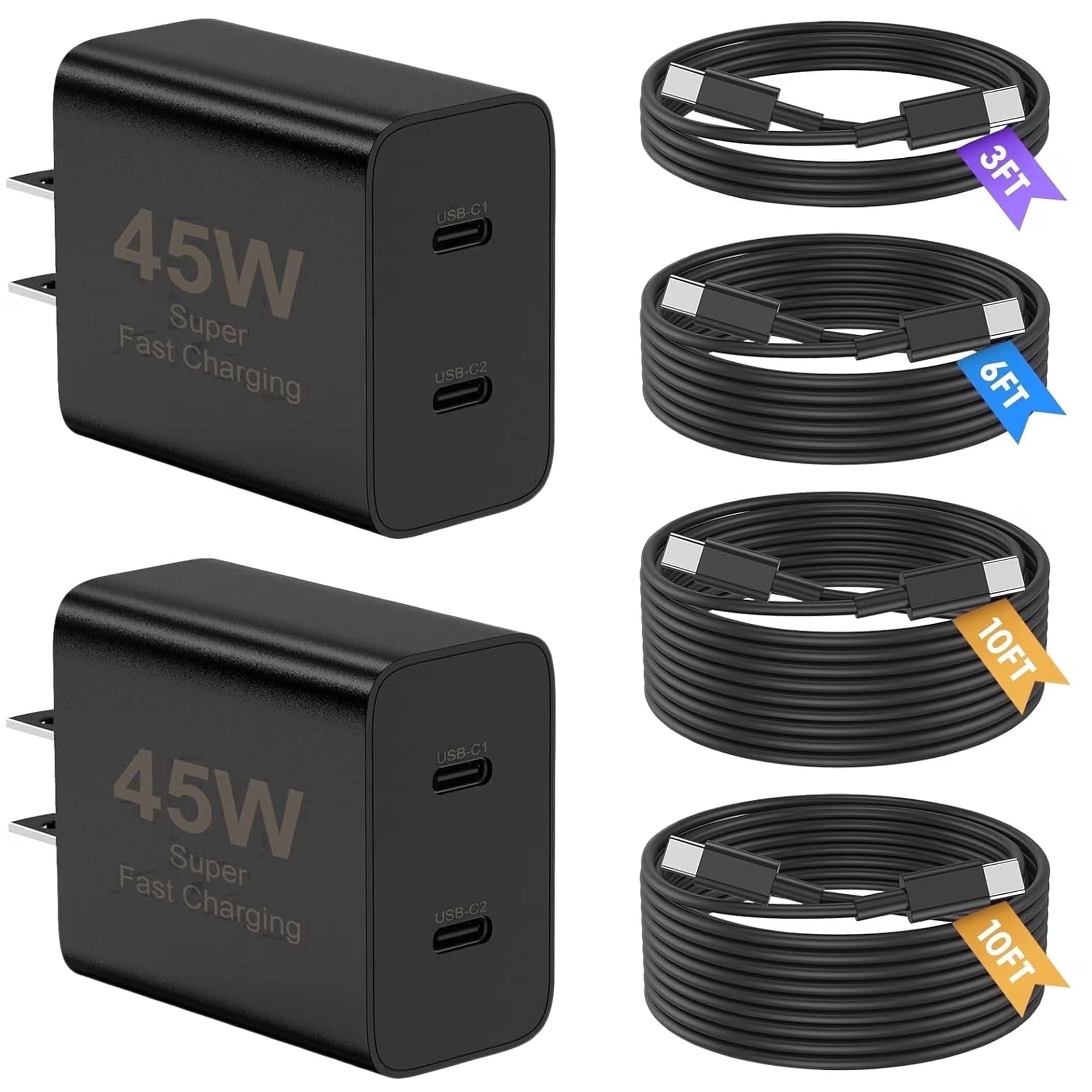Super Fast Samsung Charger Type C, 2Pack 45W Dual Port USB C Fast ...