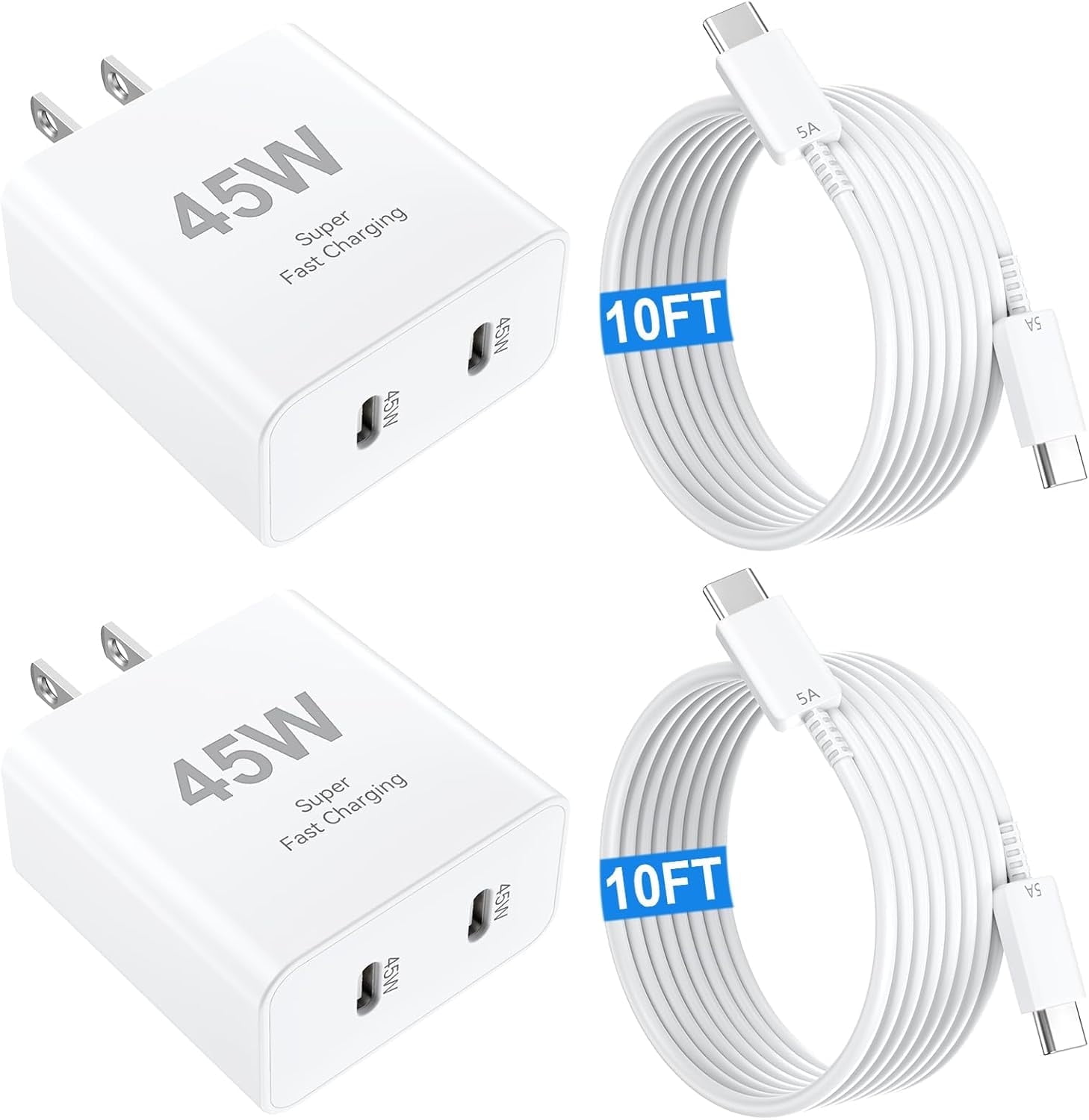 Super Fast Type C Charger Compatible for Samsung,45W Dual Port USB C ...