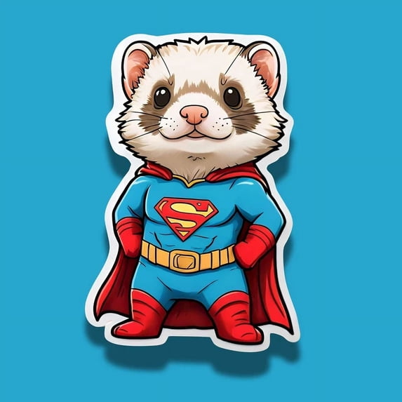 Super Ferret Superhero Hero Weasel Sticker Phone Decal Water Bottle ...