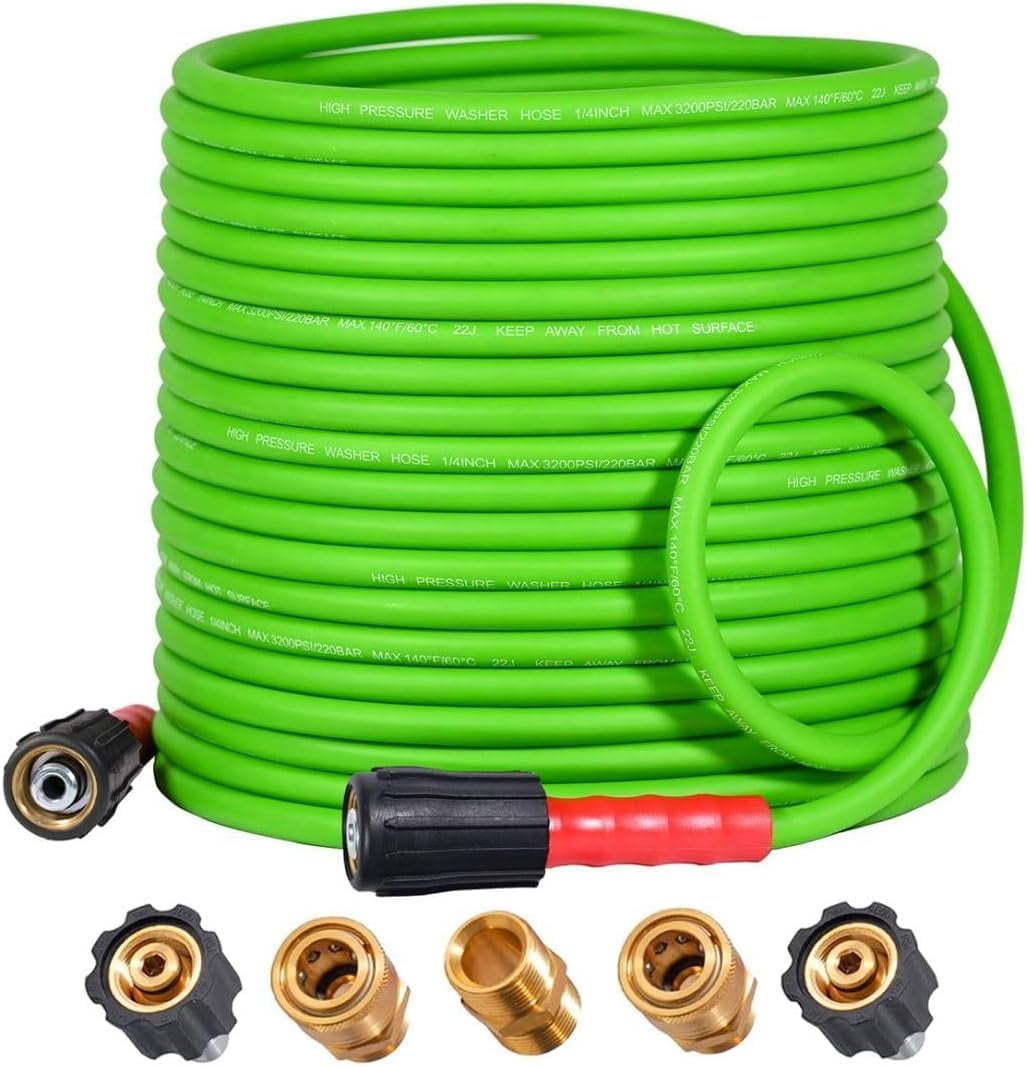 Super Flexible Pressure Washer Hose 75FT 3200 PSI for Power Washer ...