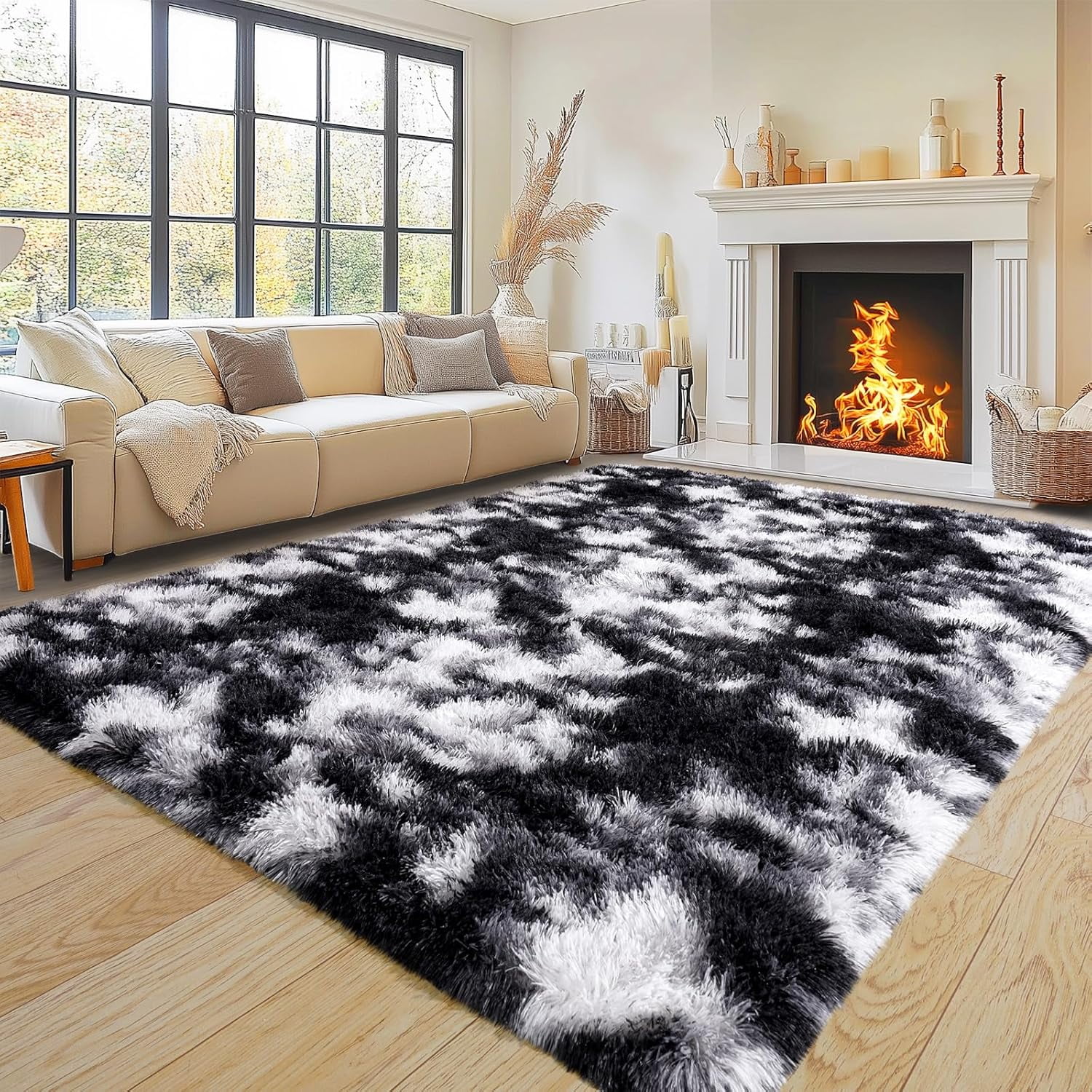 Super Fluffy Area Rug for Living Room 5x7 Feet, Modern Indoor Shaggy ...