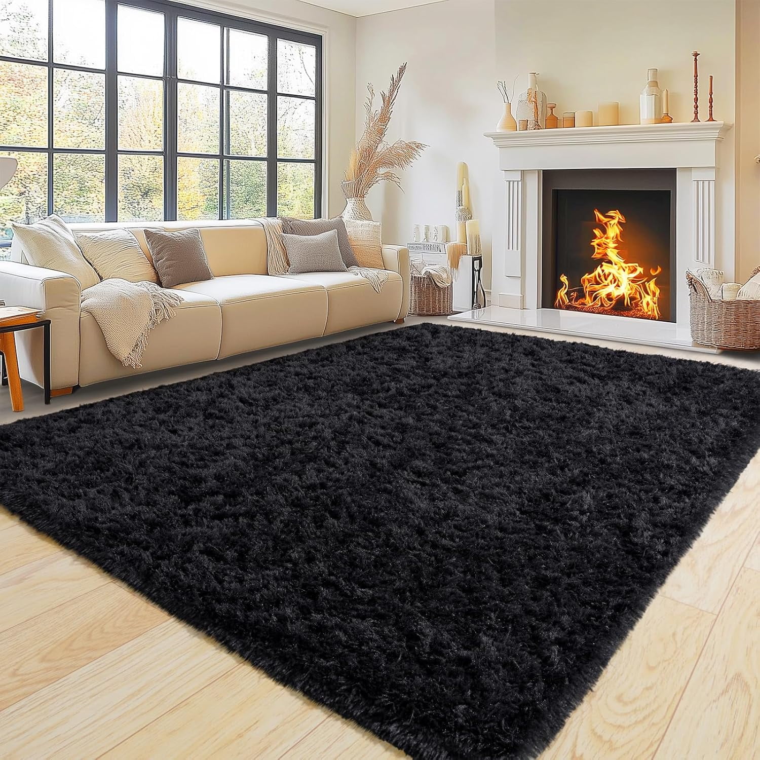 Super Fluffy Area Rug for Living Room 5x7 Feet, Modern Indoor Shaggy ...