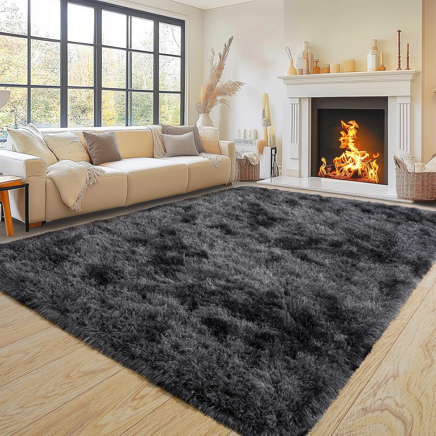 Super Fluffy Area Rug for Living Room 5x7 Feet, Modern Indoor Shaggy ...
