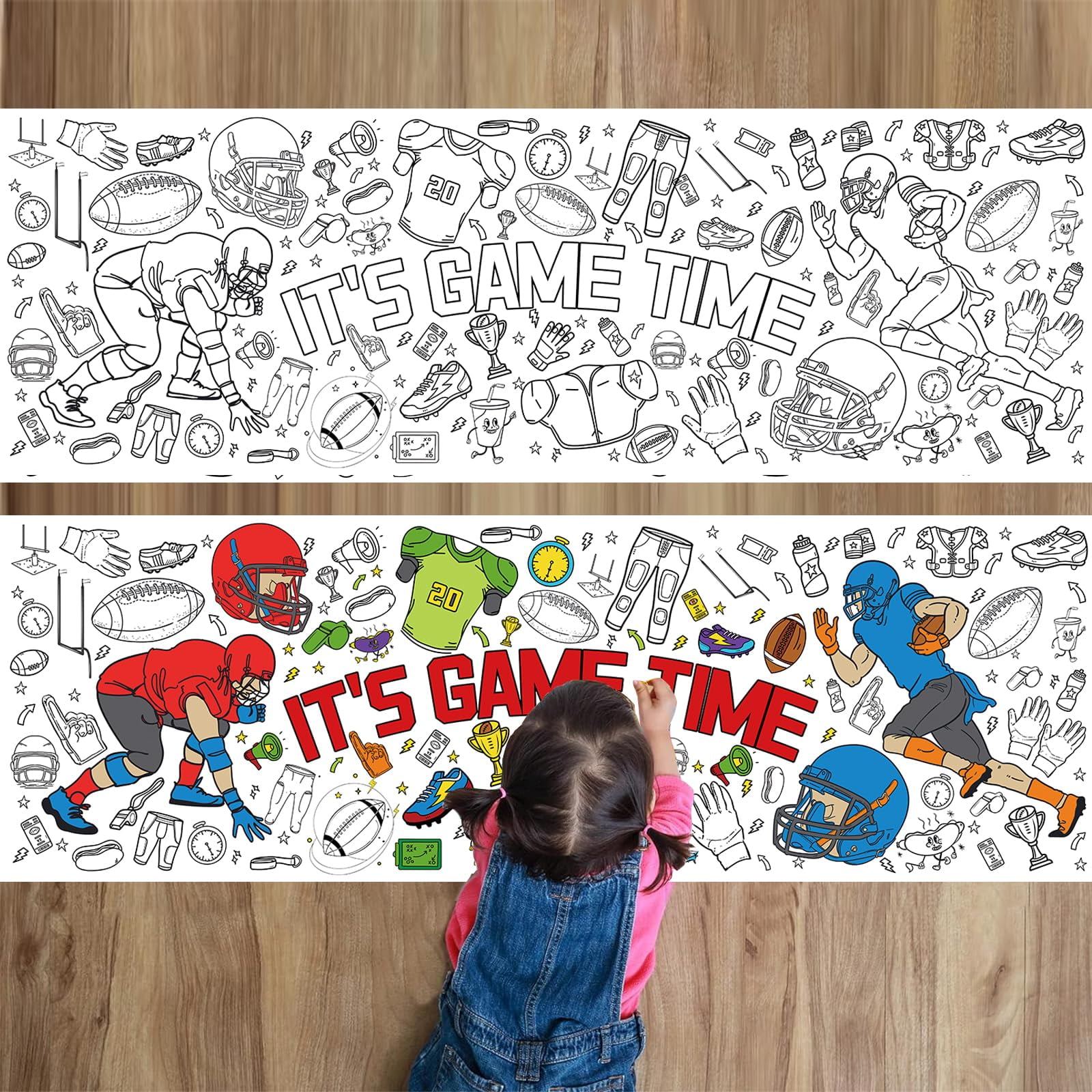 Super Football Coloring Poster for Kids Touchdown Game Day Giant ...