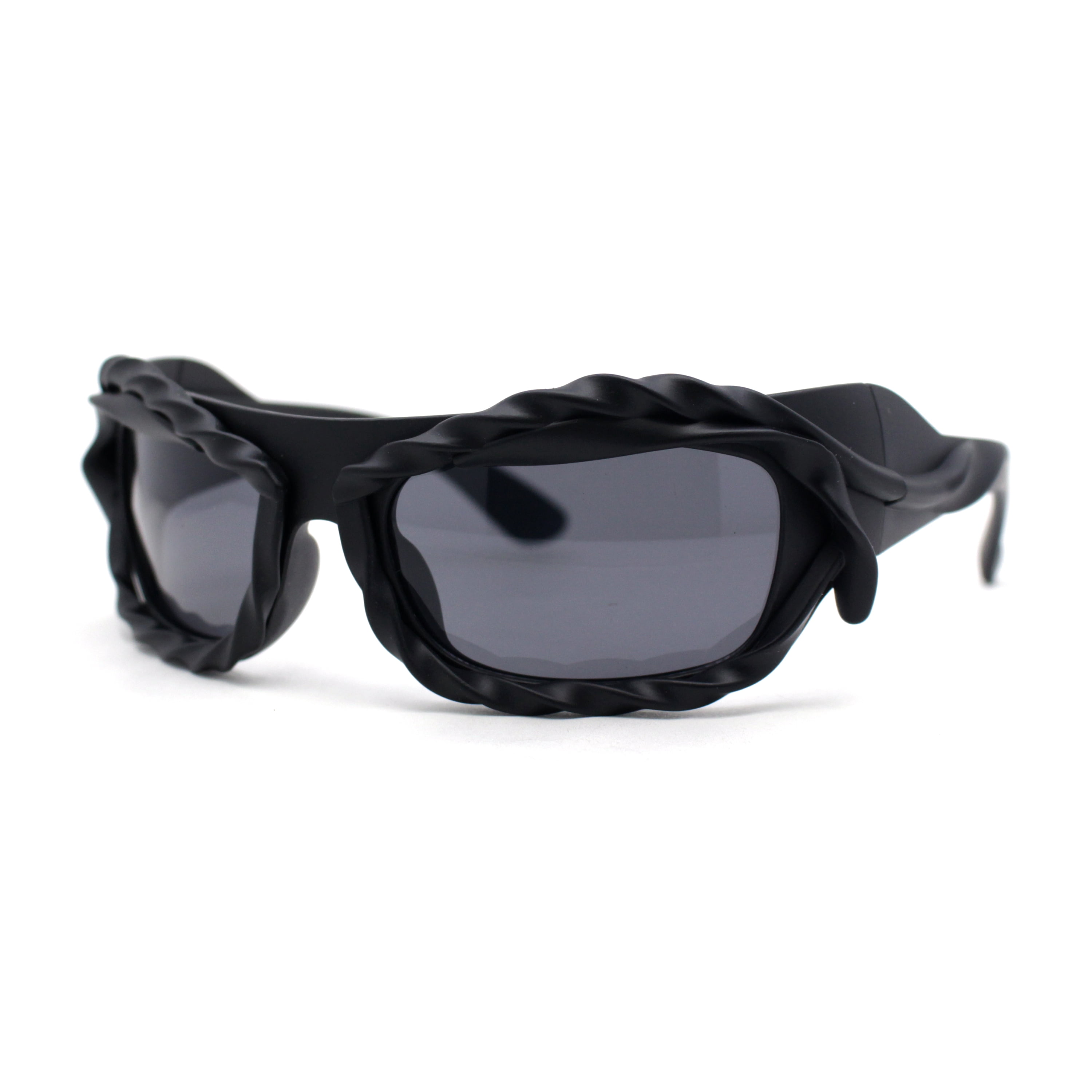 Super Funky Shoe Lace Trim Rectangular Wrap Around Plastic Sunglasses ...