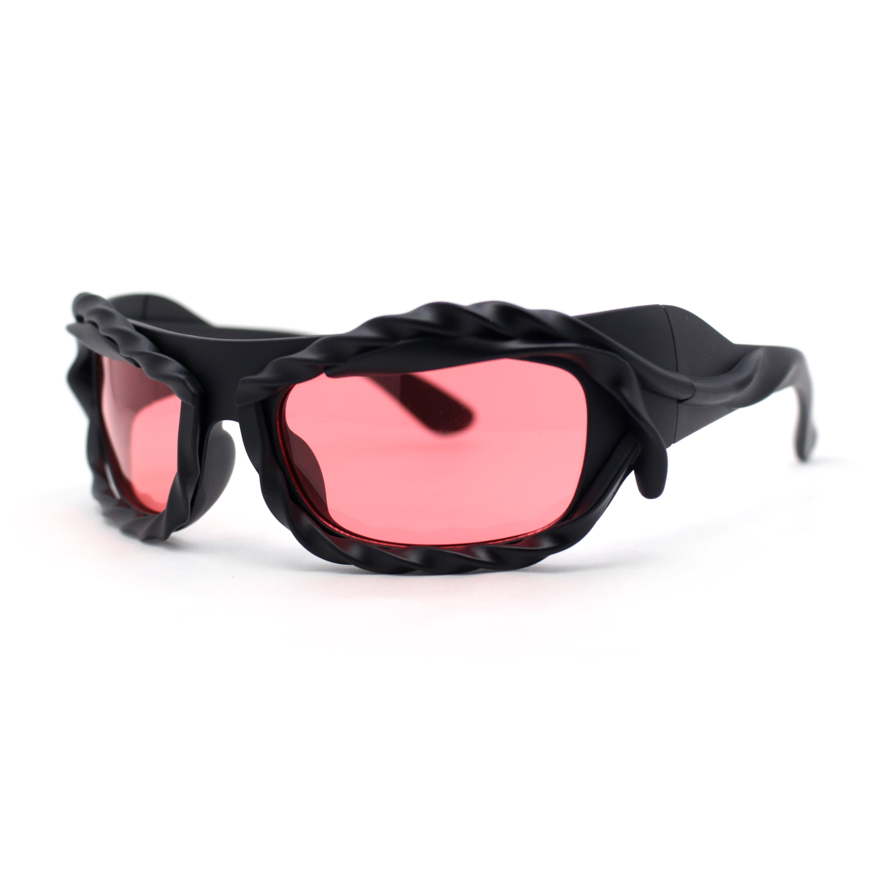 Super Funky Shoe Lace Trim Rectangular Wrap Around Plastic Sunglasses ...
