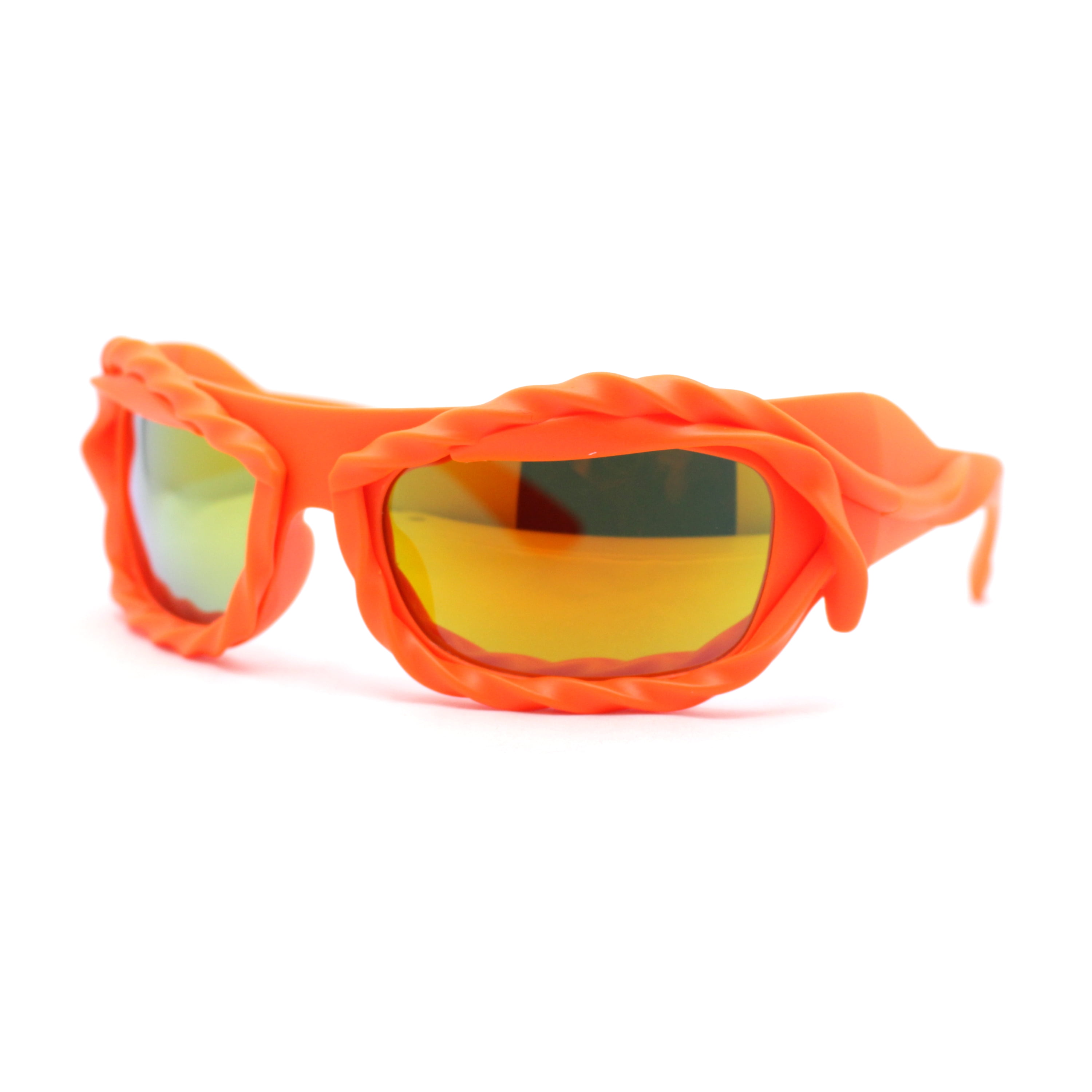 Super Funky Shoe Lace Trim Rectangular Wrap Around Plastic Sunglasses ...